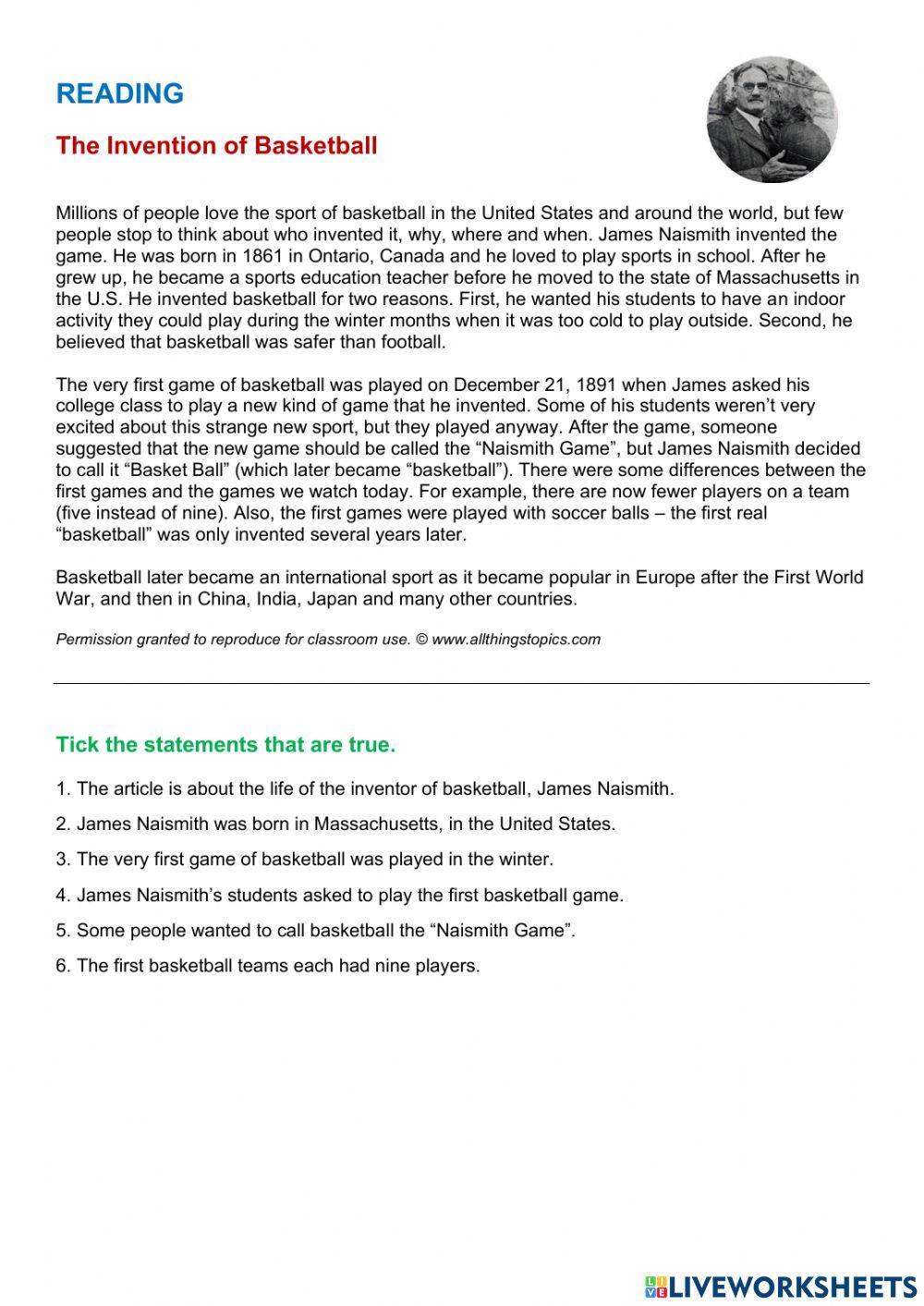 Basketball | Free Interactive Worksheets | 978763