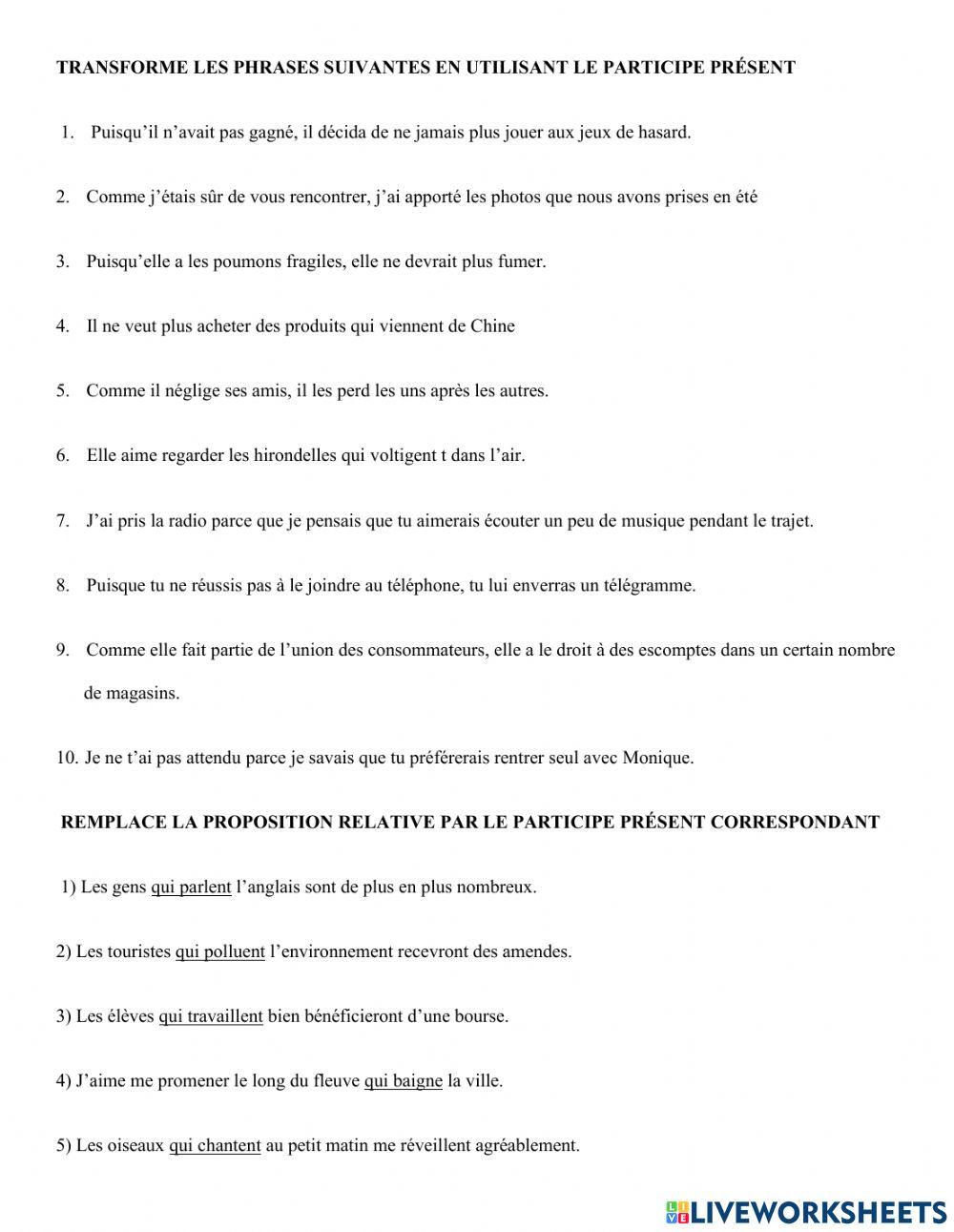 Test Participe … | Free Interactive Worksheets | 979283