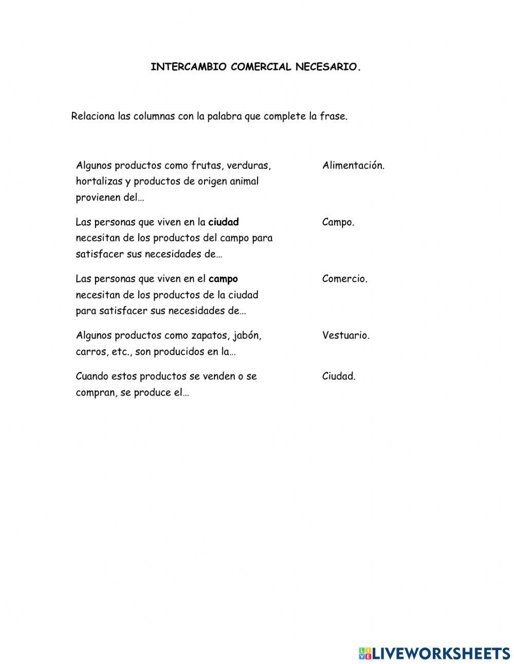 Intercambio com… | Free Interactive Worksheets | 979035