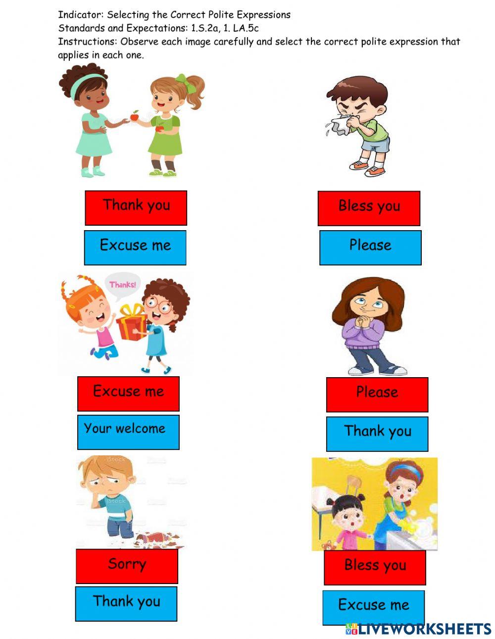 Select the Correct Polite Expression that Applies 6577732