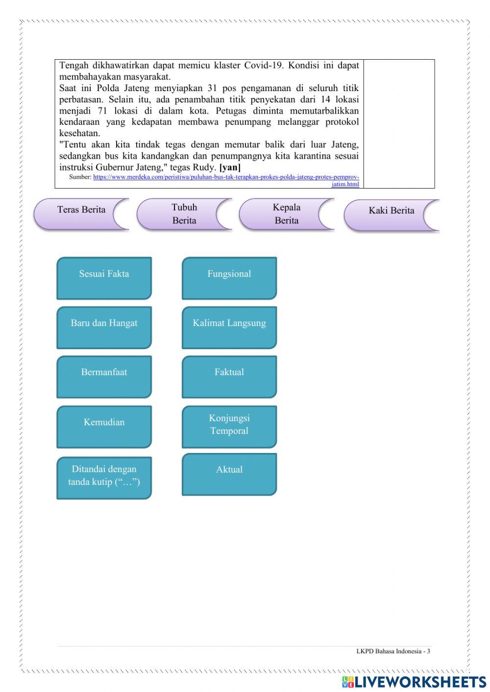 teks berita | Free Interactive Worksheets | 980613