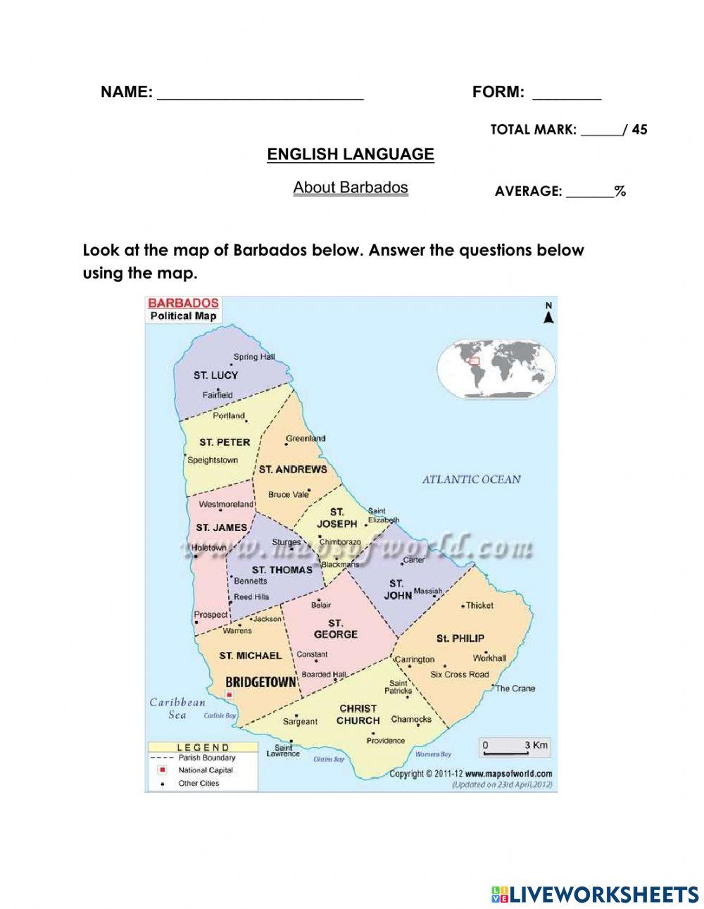 About Barbados online exercise for | Live Worksheets