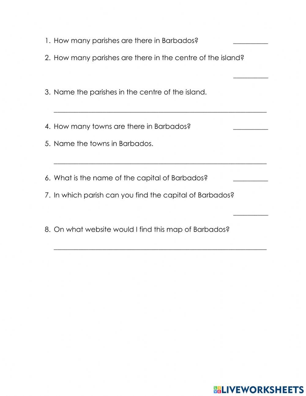 About Barbados online exercise for | Live Worksheets