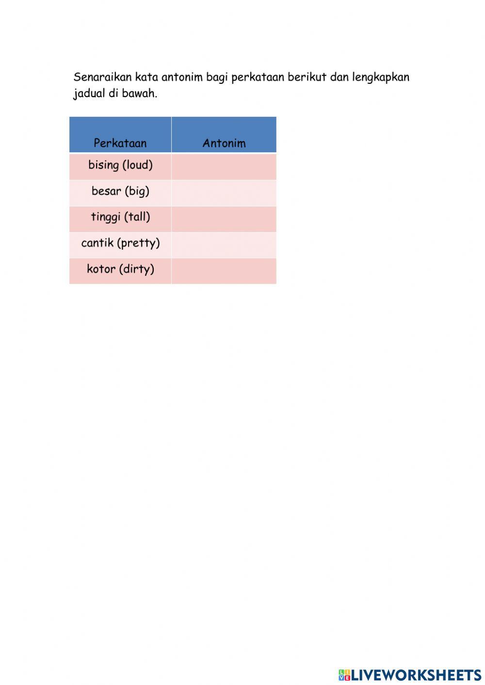 3006839 | Kata Lawan (Antonim) | Nur Syafira Shaharudin