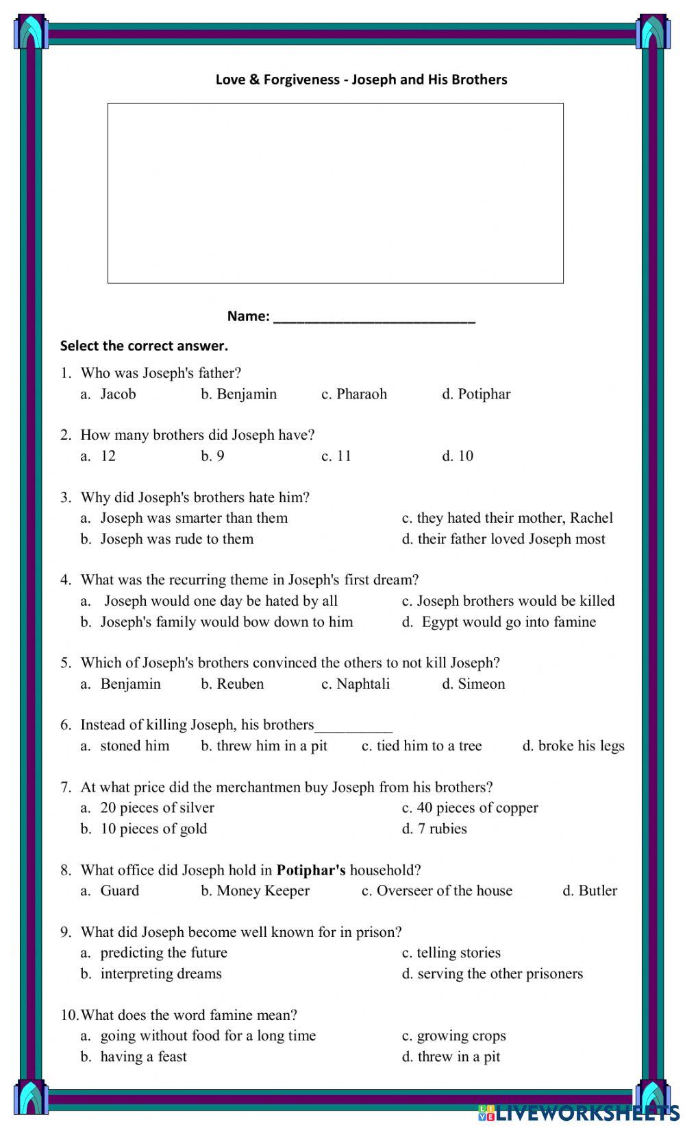 L & f worksheet | Live Worksheets