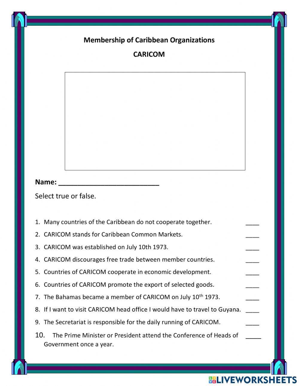 Caricom | Free Interactive Worksheets | 980591