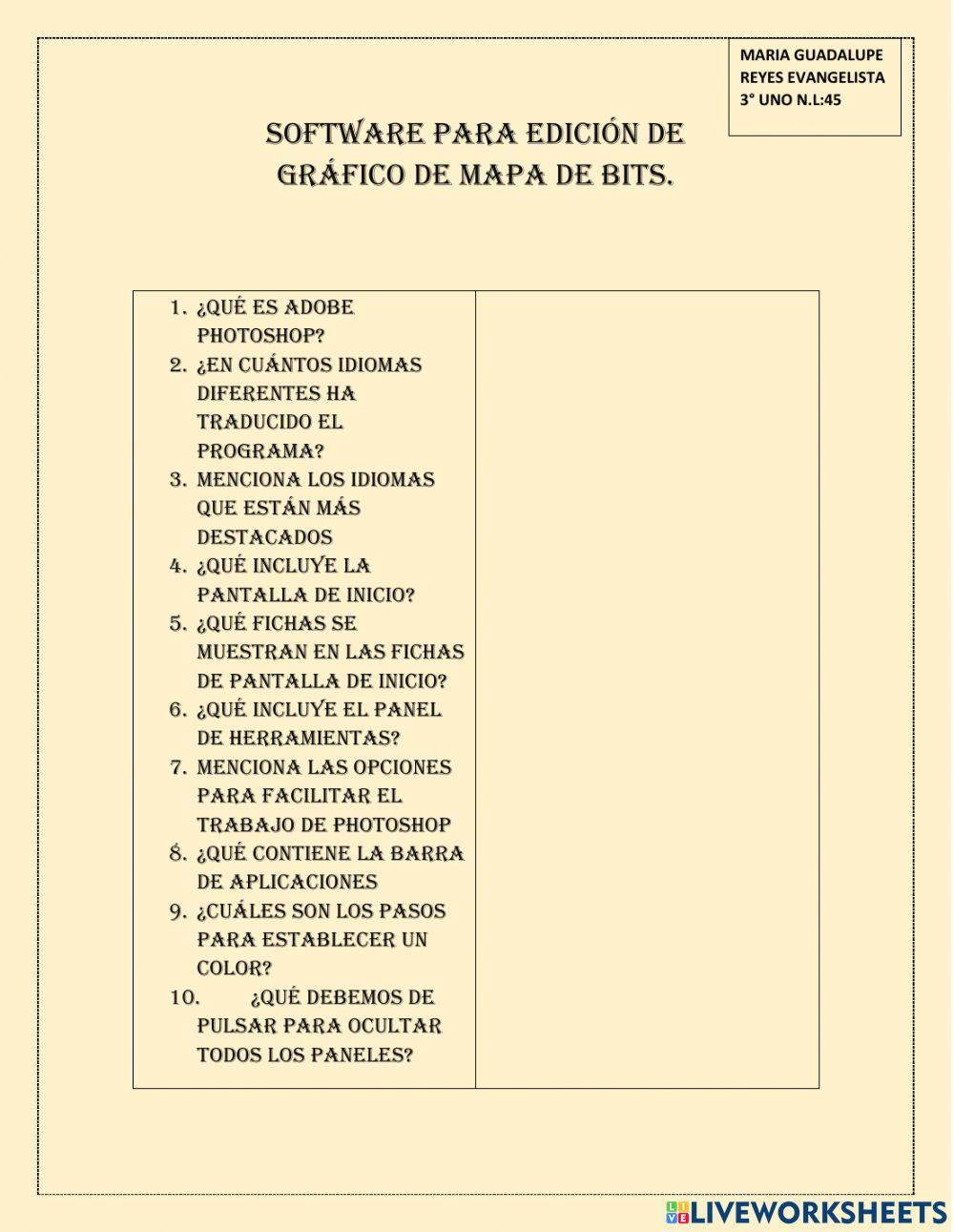 Diseno digital interactive worksheet | Live Worksheets