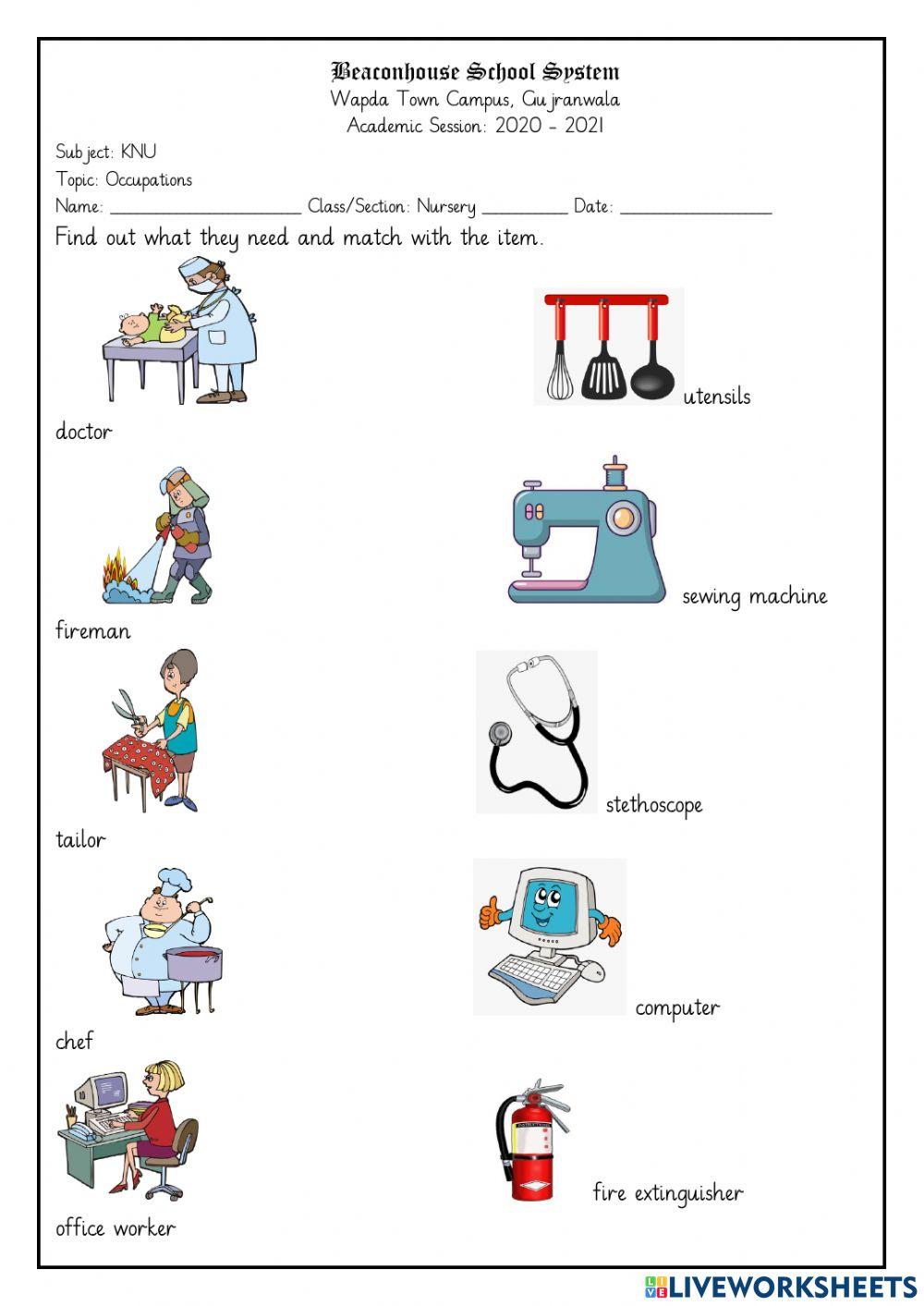 Occupations2 worksheet | Live Worksheets