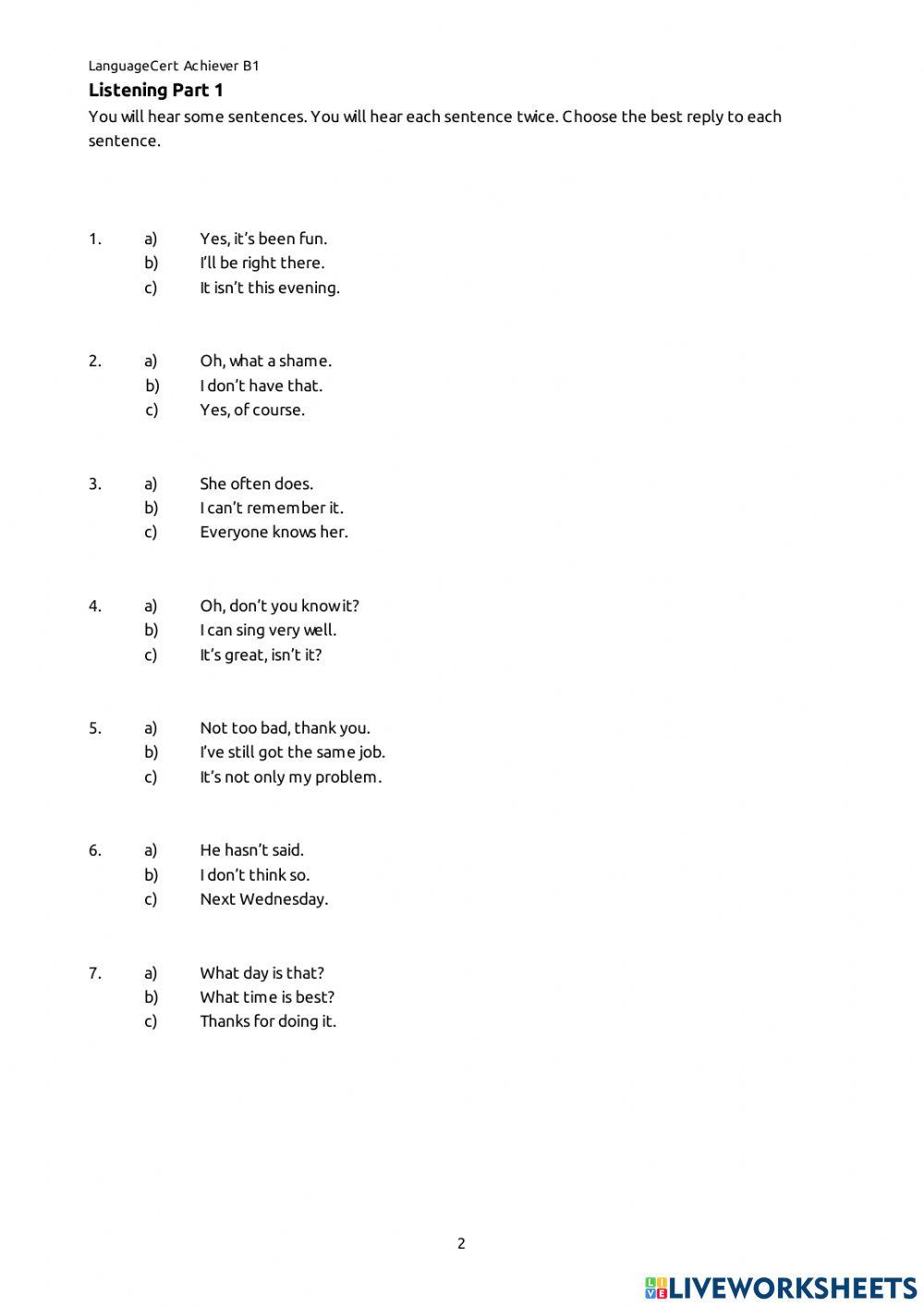 B1 listening 6578742 | Nachi | Live Worksheets