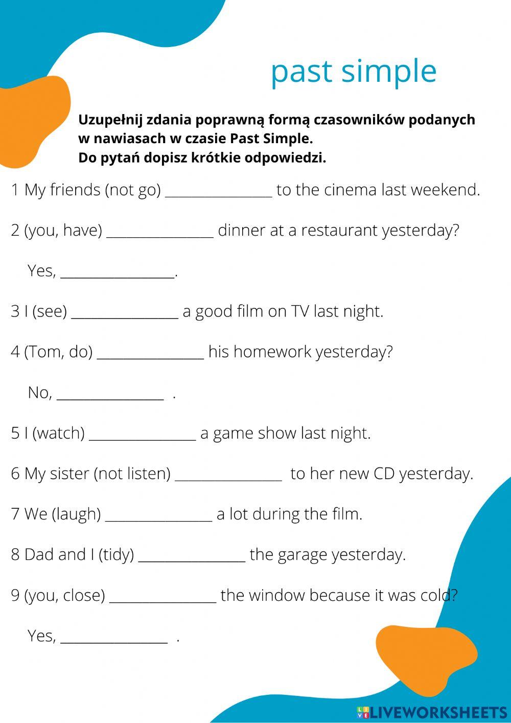 past simple | Free Interactive Worksheets | 5000598