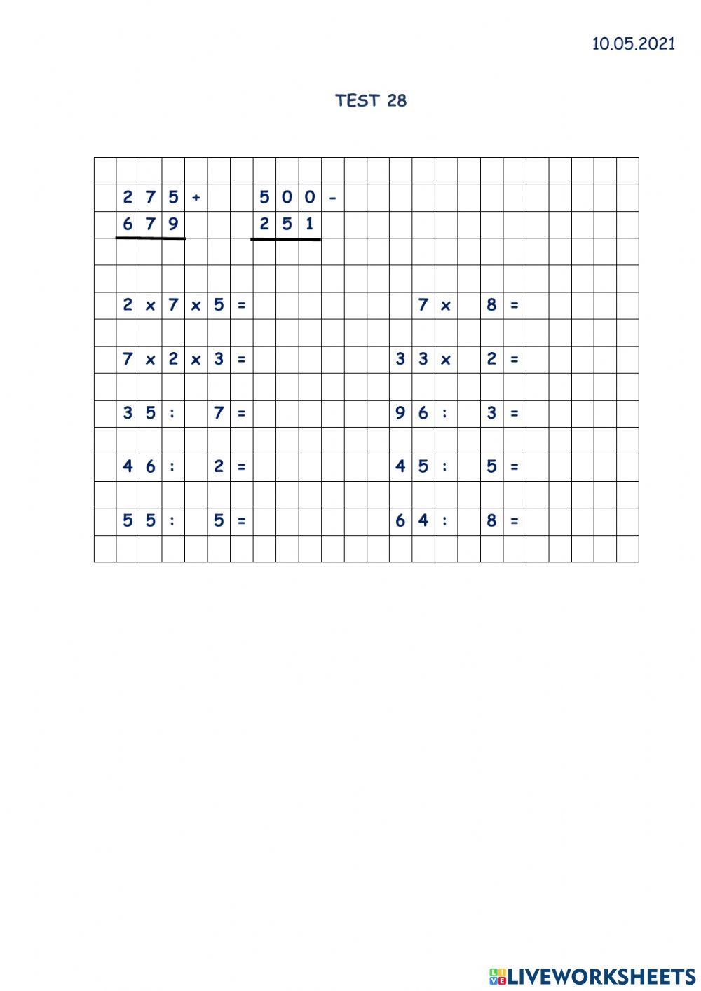 Test 28 0726 | anamaria17pb | Live Worksheets