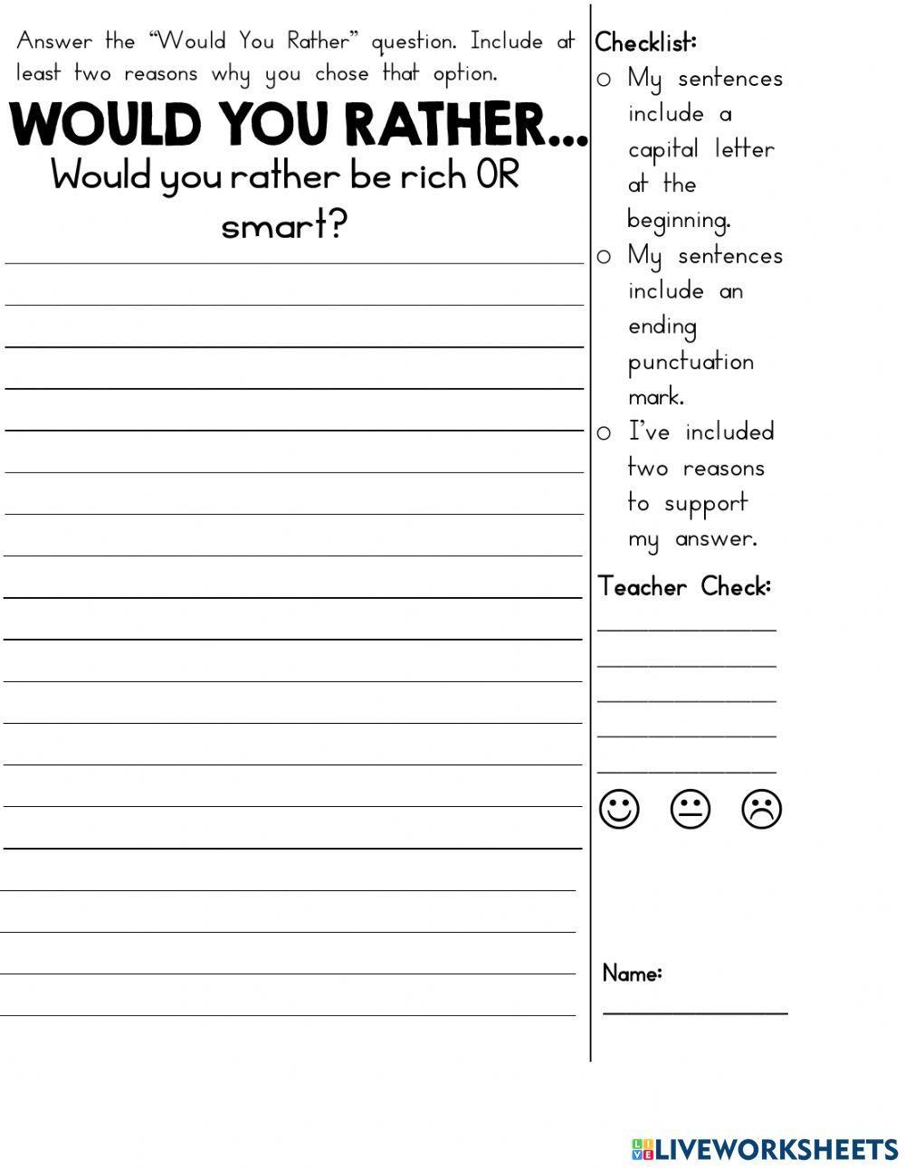 Would you rather 981614 | Lefkie Hunt | Live Worksheets