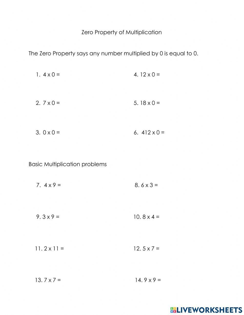 Zero Property Of Multiplication Basic Facts Worksheet Live Worksheets zero-property-of-multiplication-basic-facts-worksheet-live-worksheets