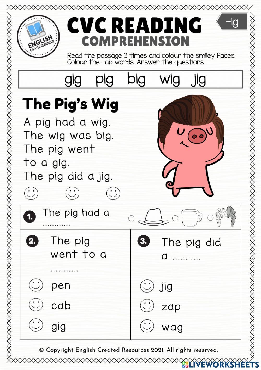 CVC Reading Comprehension K2 page 4 6579155 | Patricia