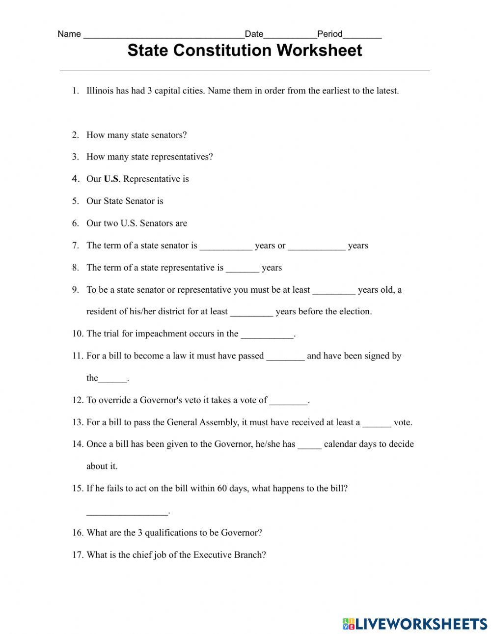 State of Illino… | Free Interactive Worksheets | 982141