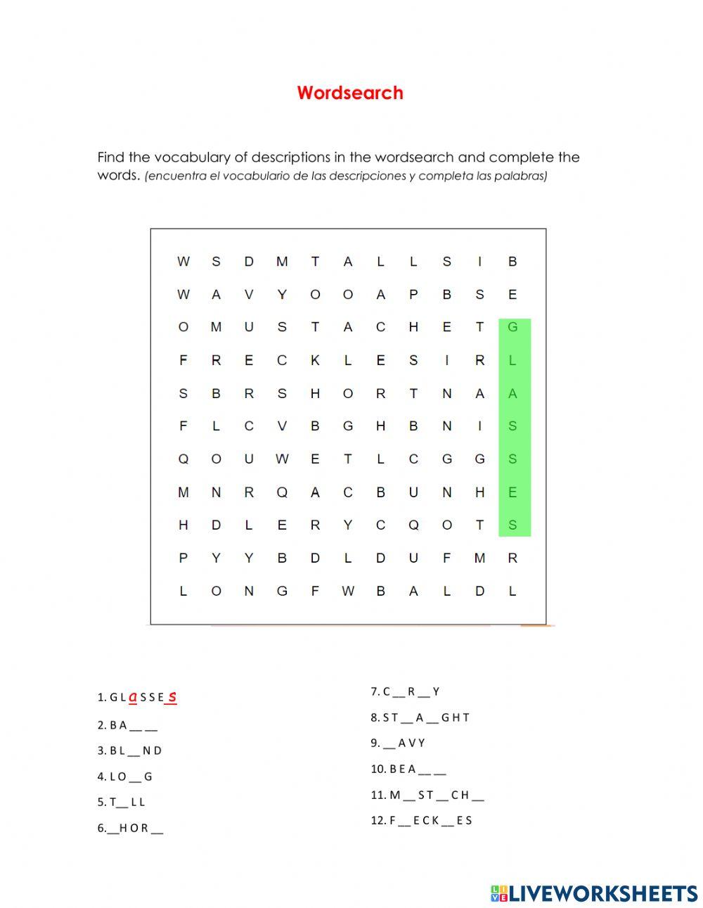 Descriptions exercise for elementary | Live Worksheets