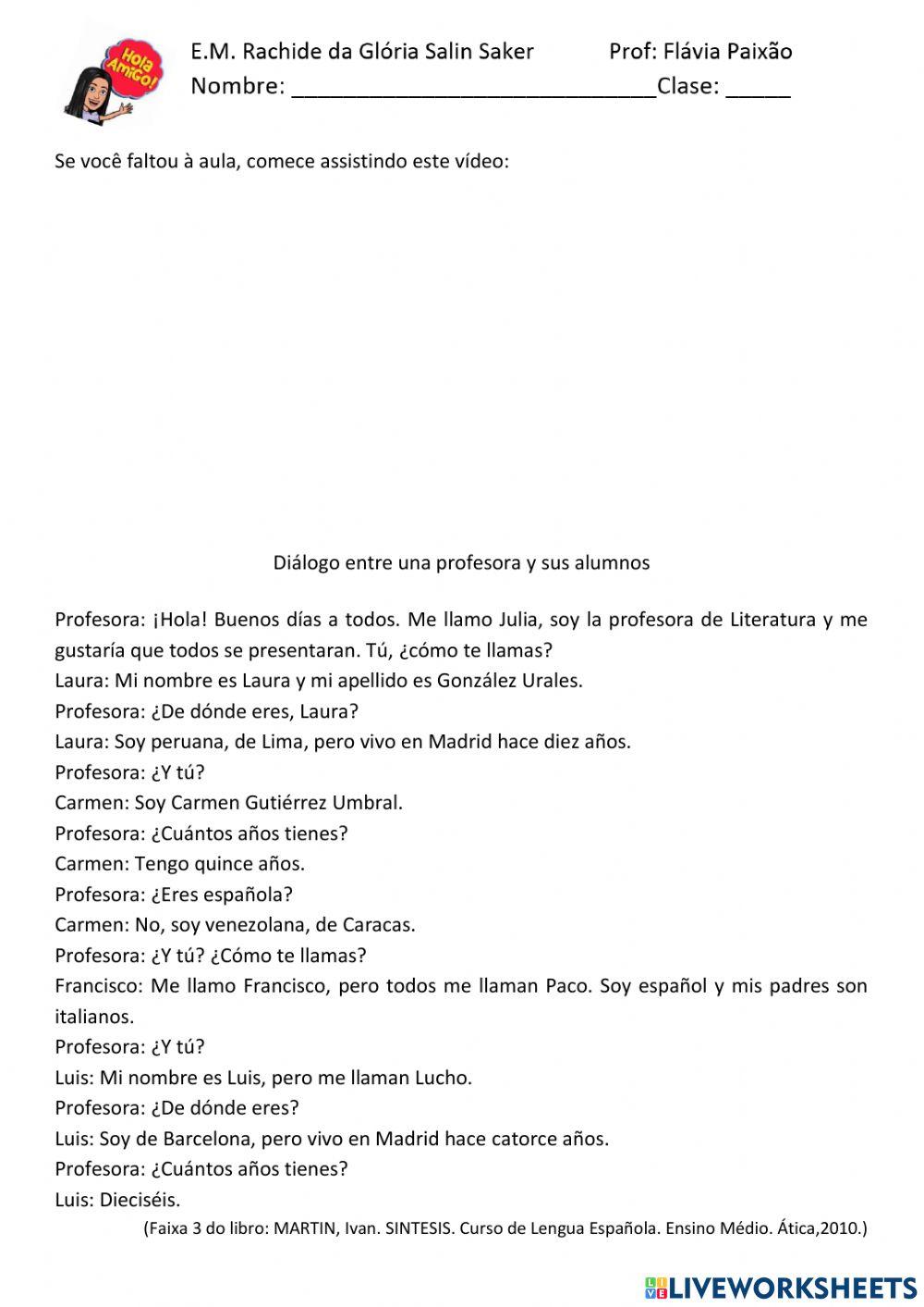 Llamarse 982429 | Flávia Paixão | Live Worksheets