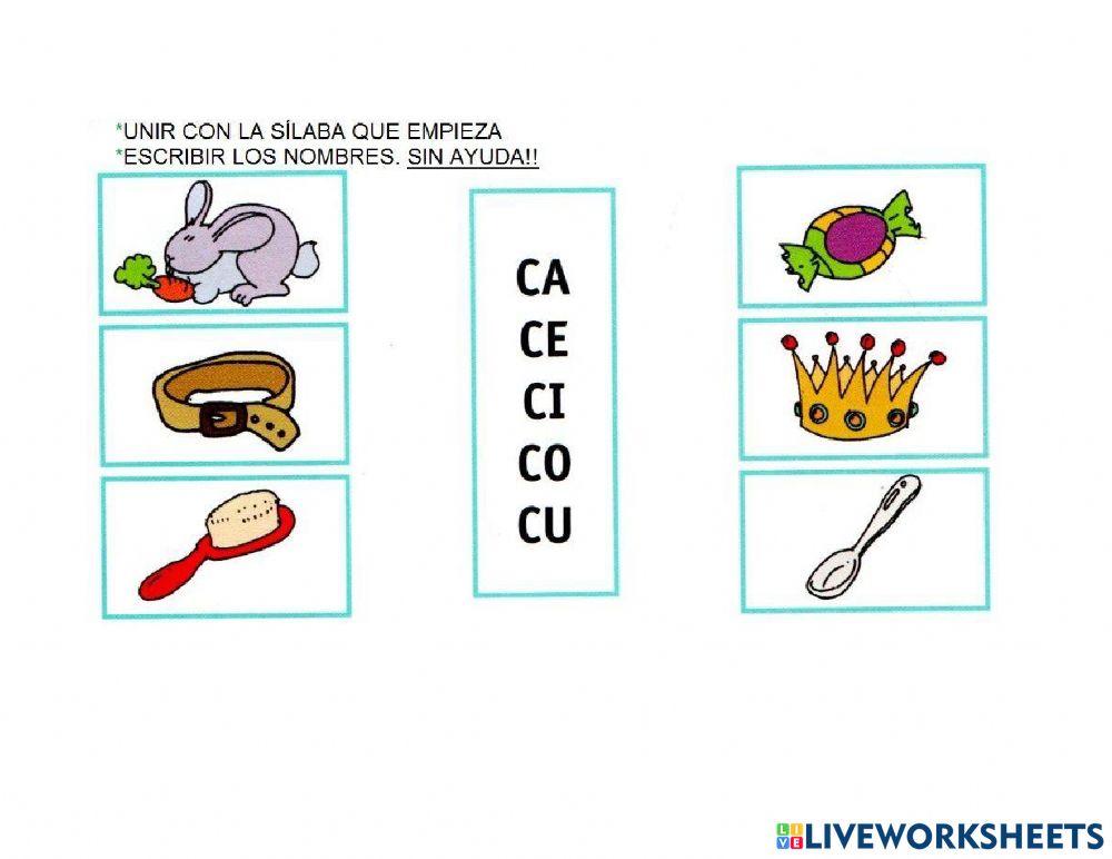 Video de la silaba c acompañadas con las vocales interactive worksheet ...