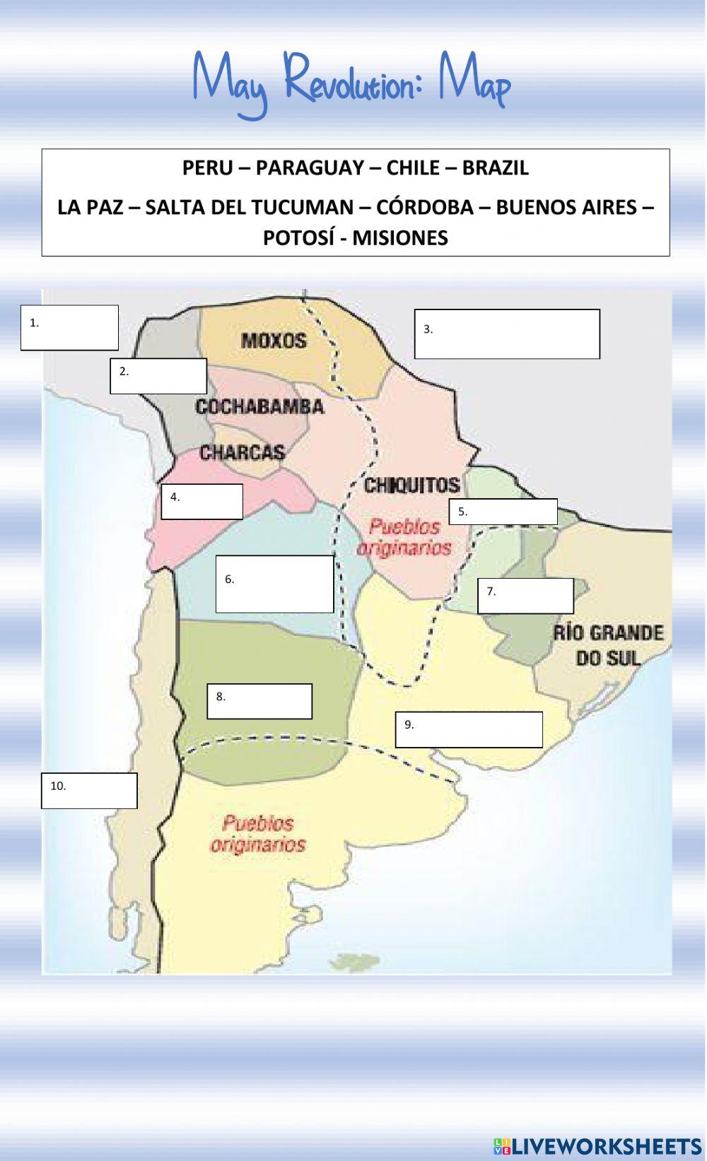 May Revolution - Map worksheet | Live Worksheets