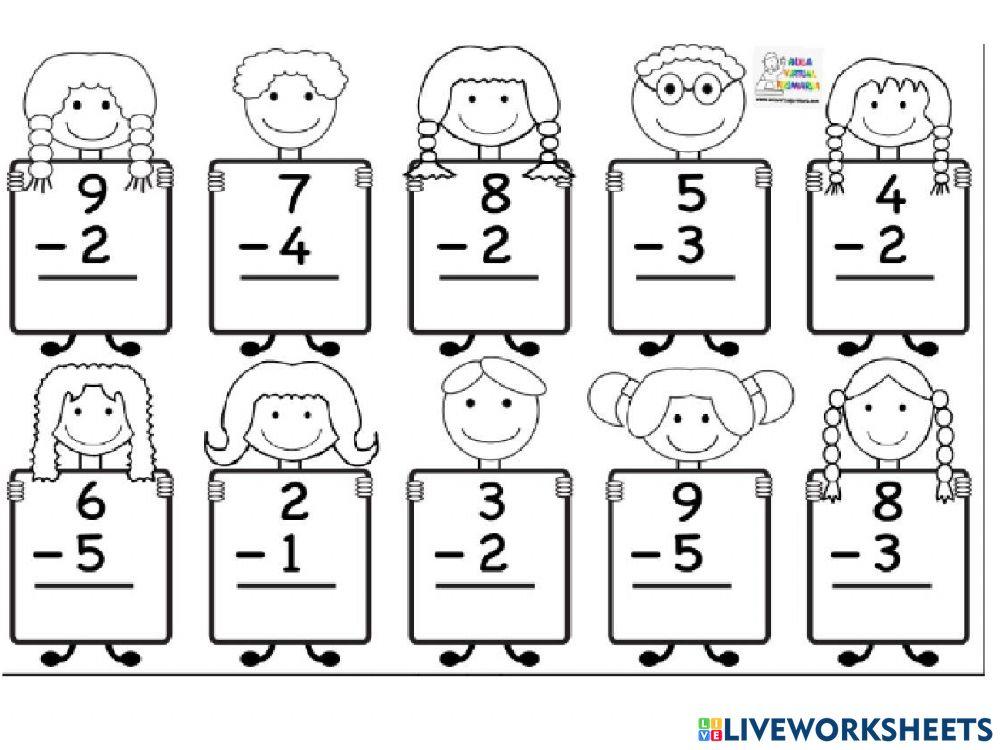 Restas simples online worksheet | Live Worksheets