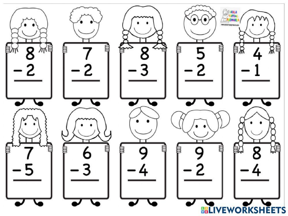 Restas simples online worksheet | Live Worksheets