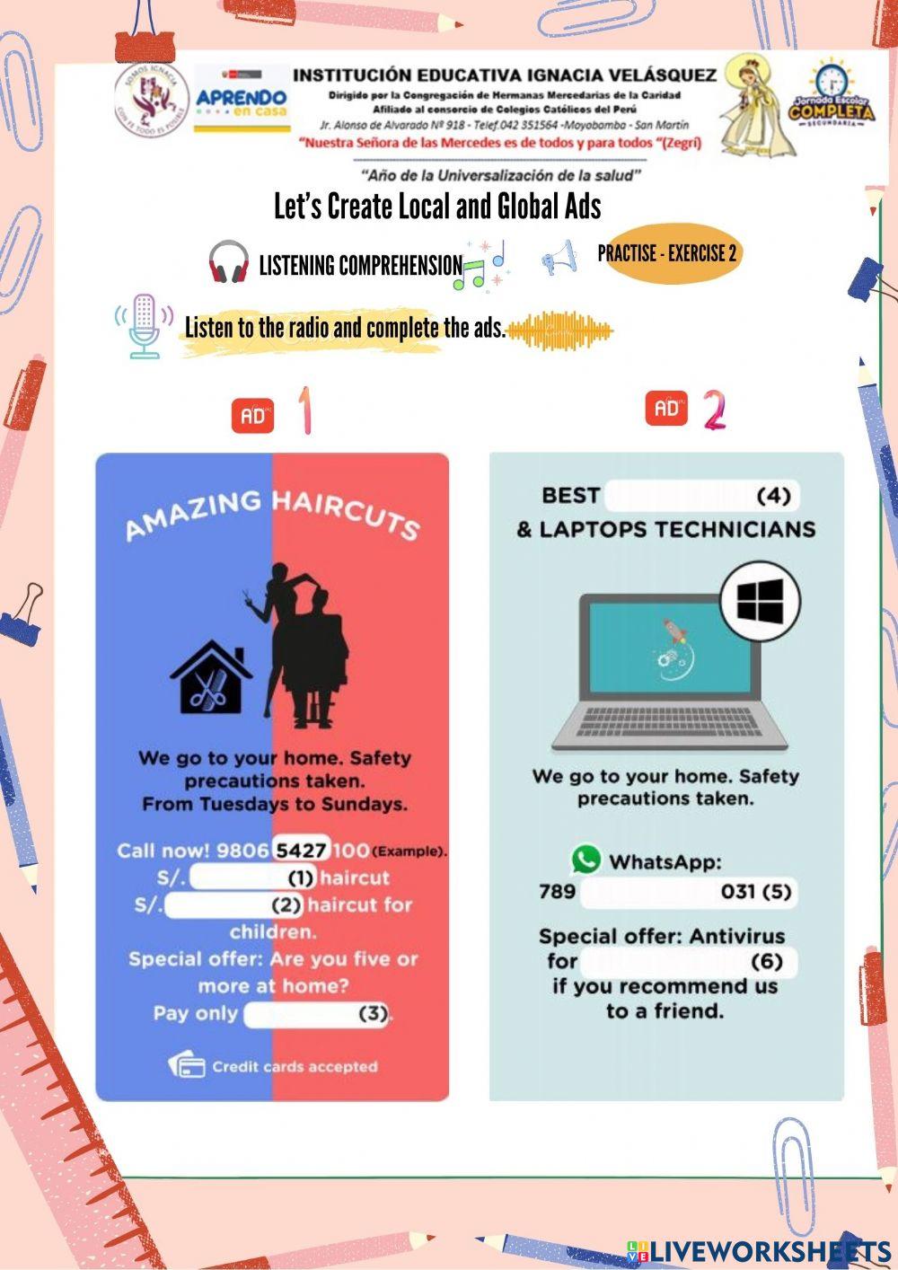 Let's Create Local and Global Ads online worksheet | Live Worksheets