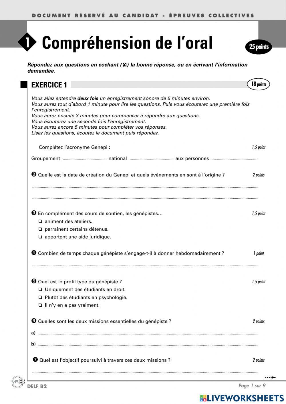 DELF B2 PUBLIC EXEMPLE 5 Online Exercise For Live Worksheets delf-b2-public-exemple-5-online-exercise-for-live-worksheets