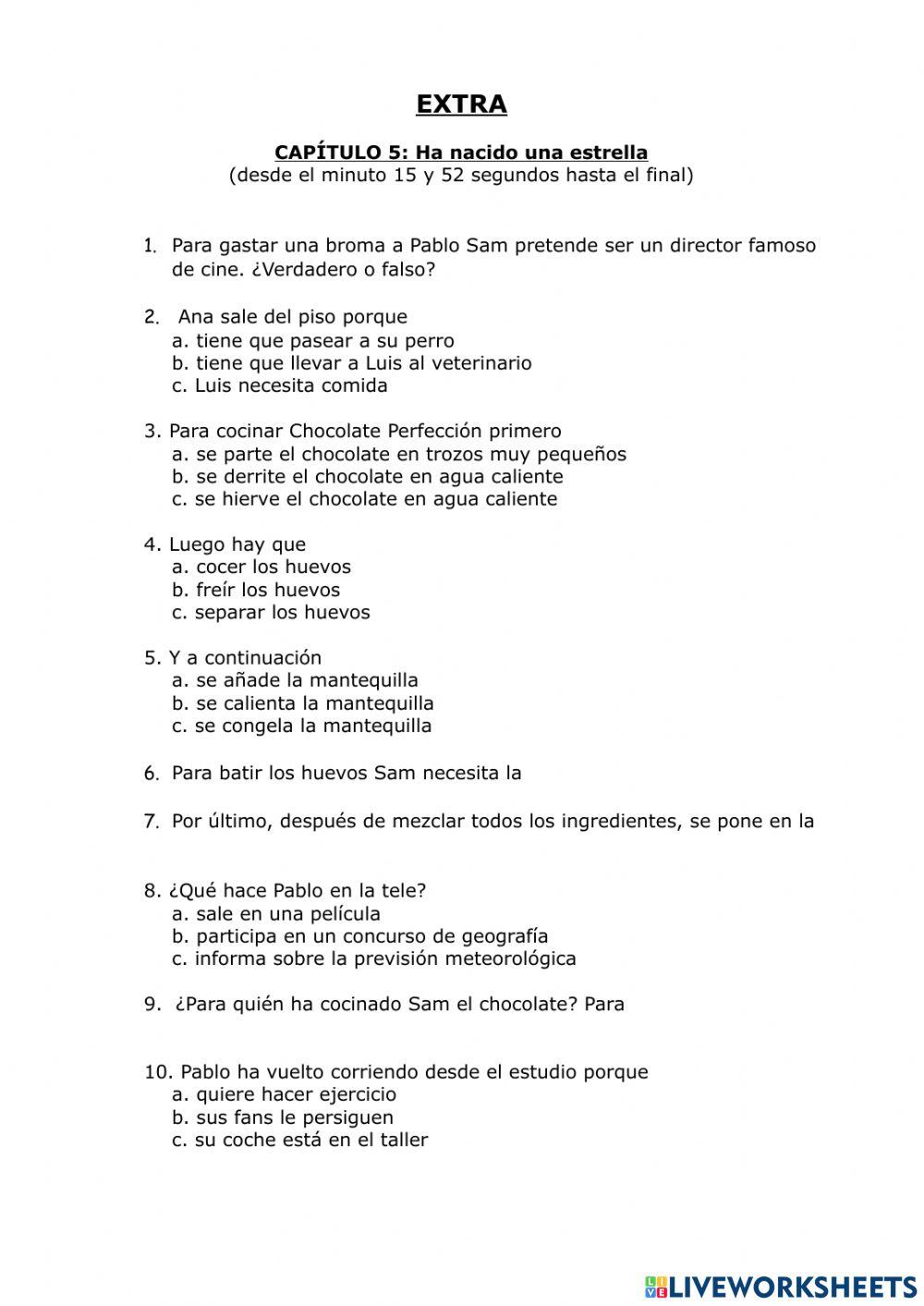 Extra 16 worksheet | Live Worksheets