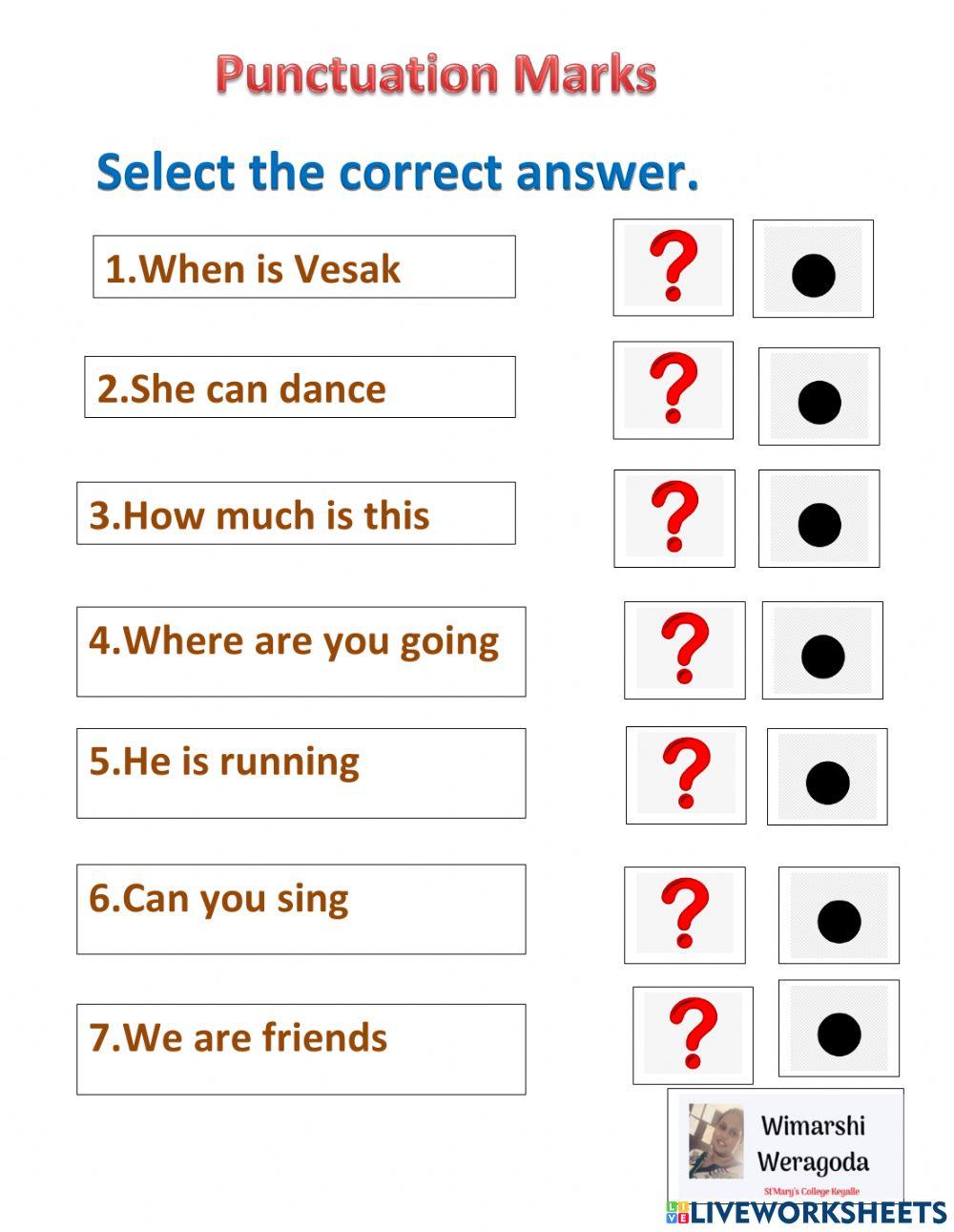 Punctuation mar… | Free Interactive Worksheets | 984032