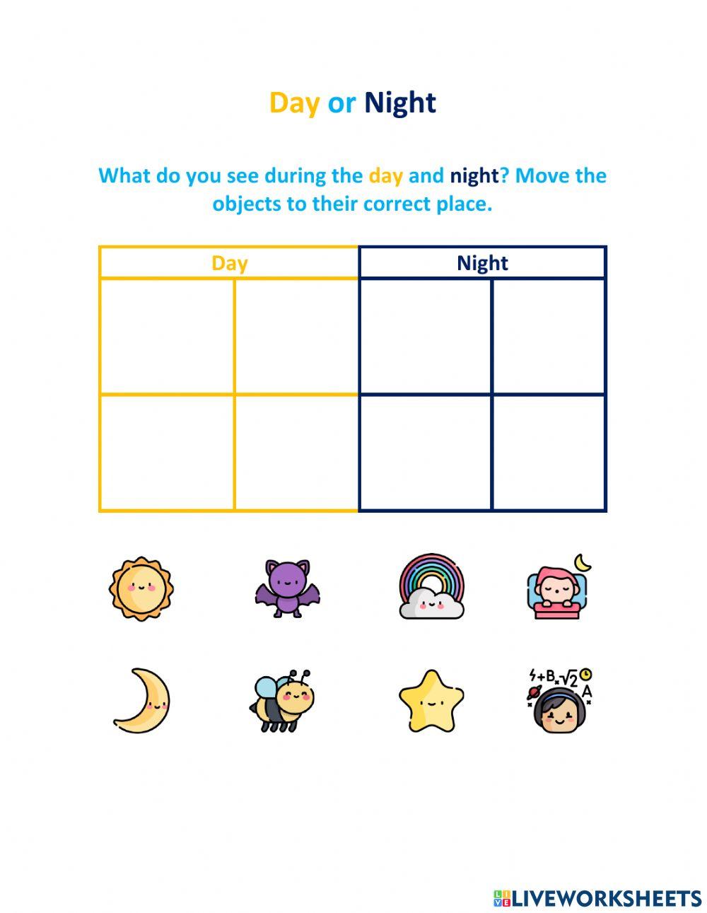 Day or night 984238 | Alejandra | Live Worksheets