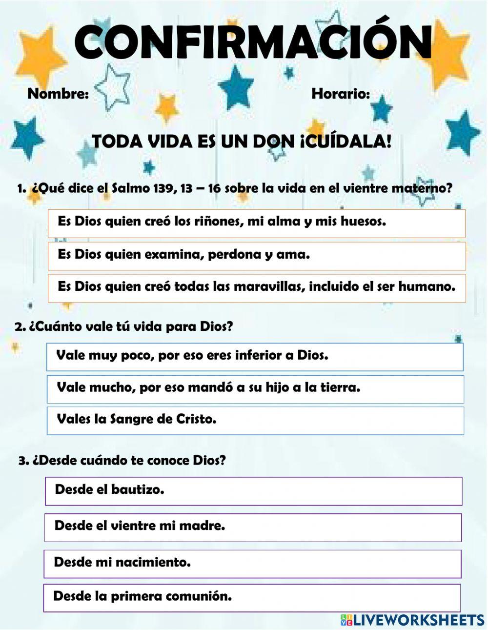 Cuida tu vida worksheet | Live Worksheets