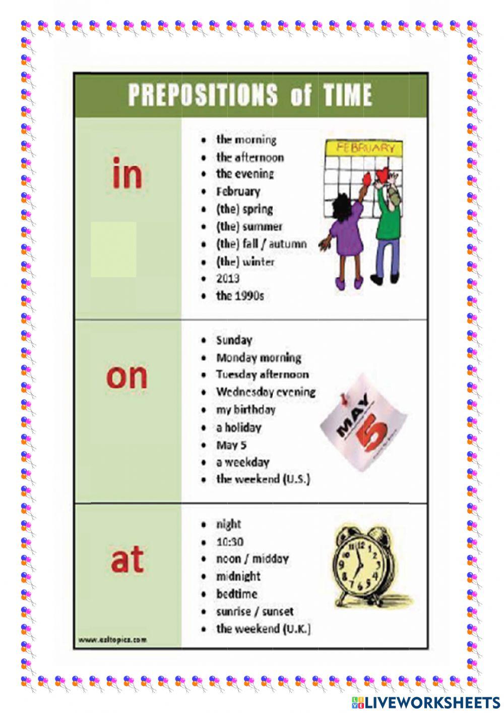 prepositions of time grade 2 online exercise for | Live Worksheets