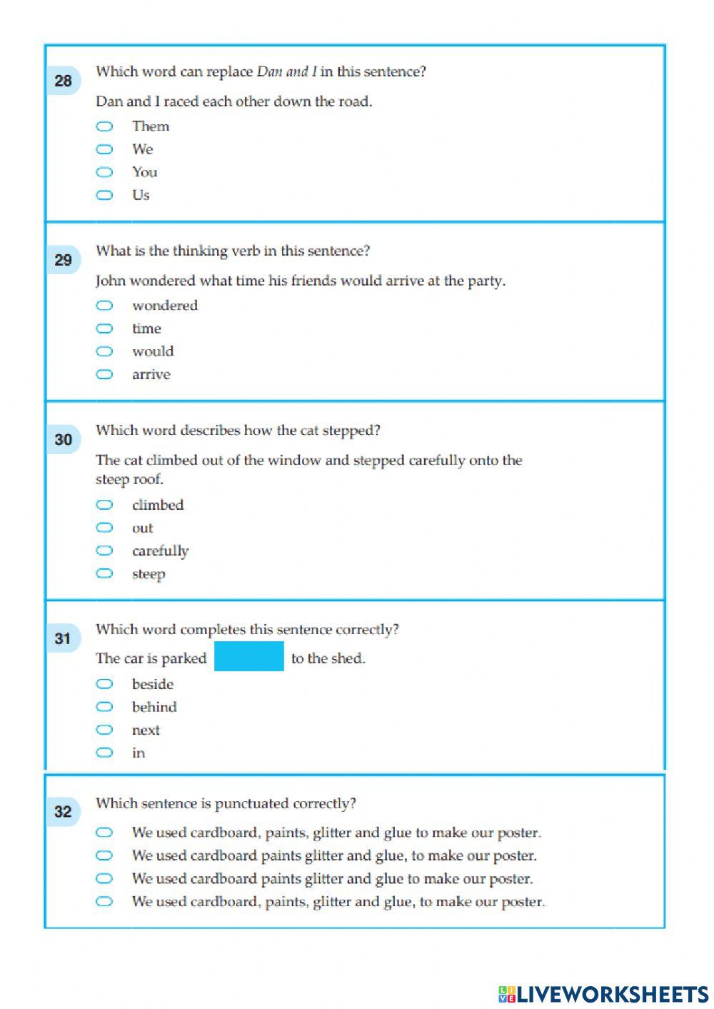 NAPLAN 2015 Lan… | Free Interactive Worksheets | 5004619