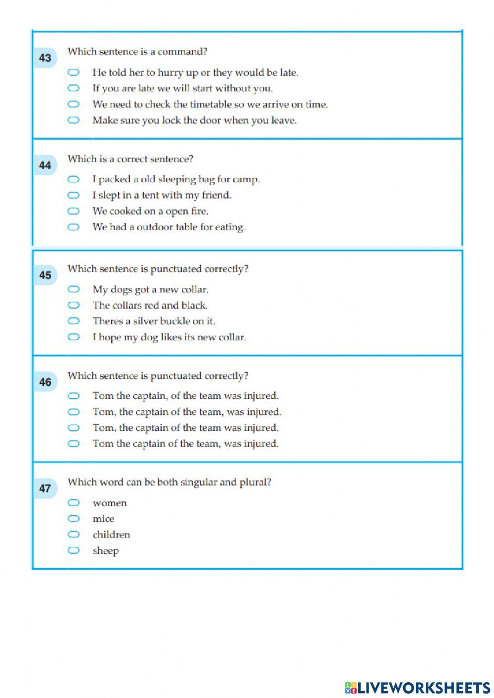 NAPLAN 2015 Lan… | Free Interactive Worksheets | 5004619