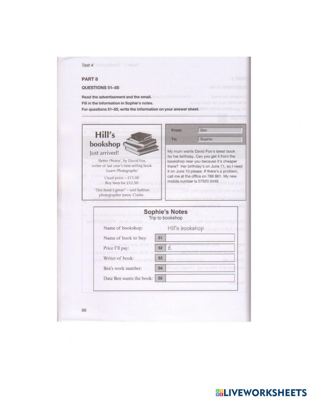 Ket test READIN… | Free Interactive Worksheets | 985259