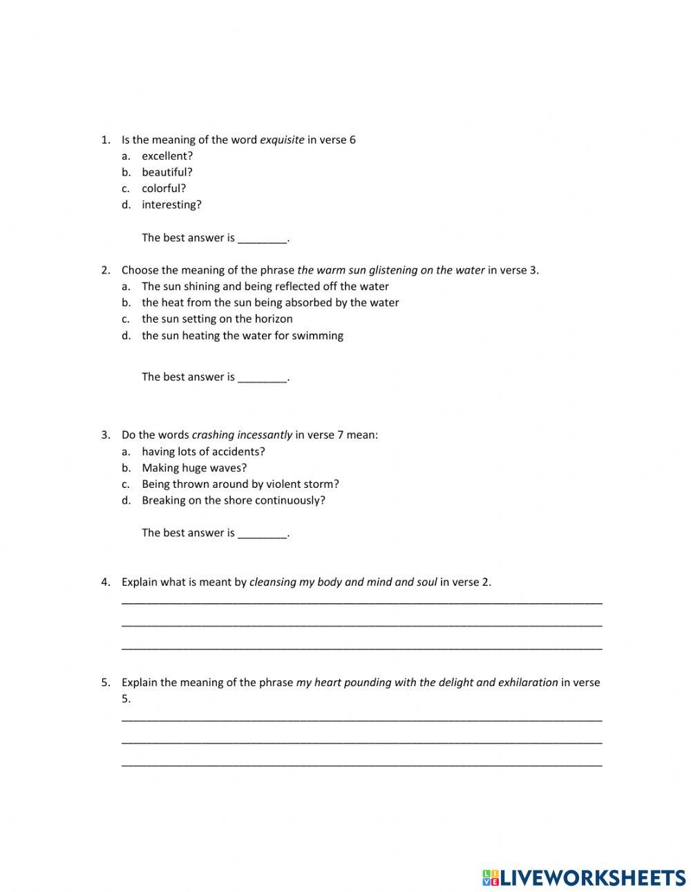 Elearning exercise | Live Worksheets
