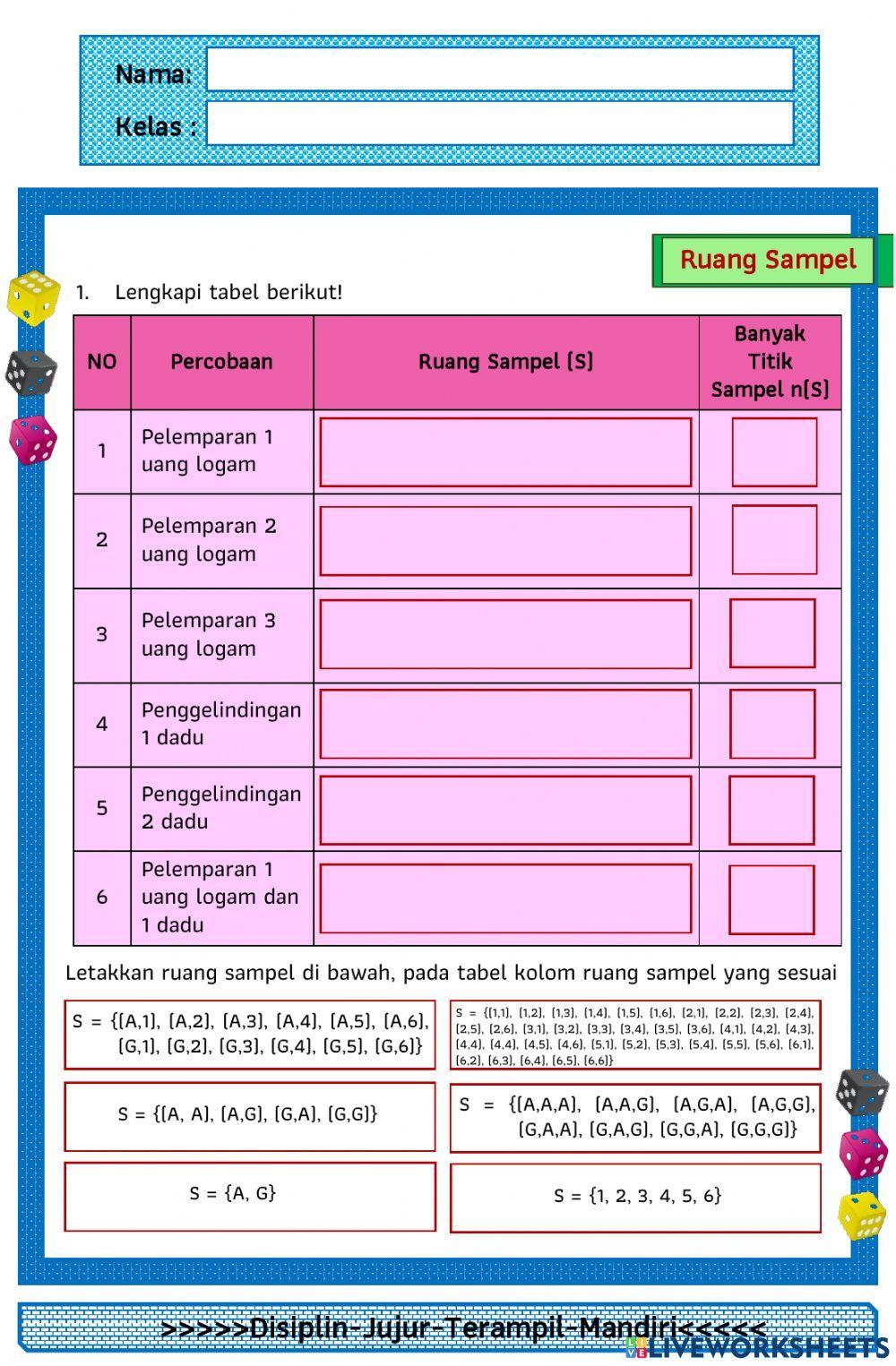 985850 | Peluang | Dinilaurel | LiveWorksheets
