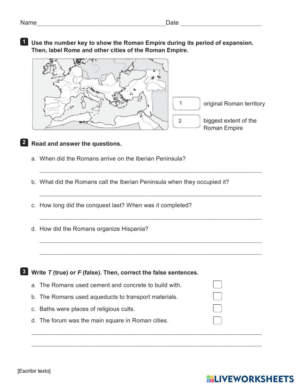 Review romans | Free Interactive Worksheets | 985927