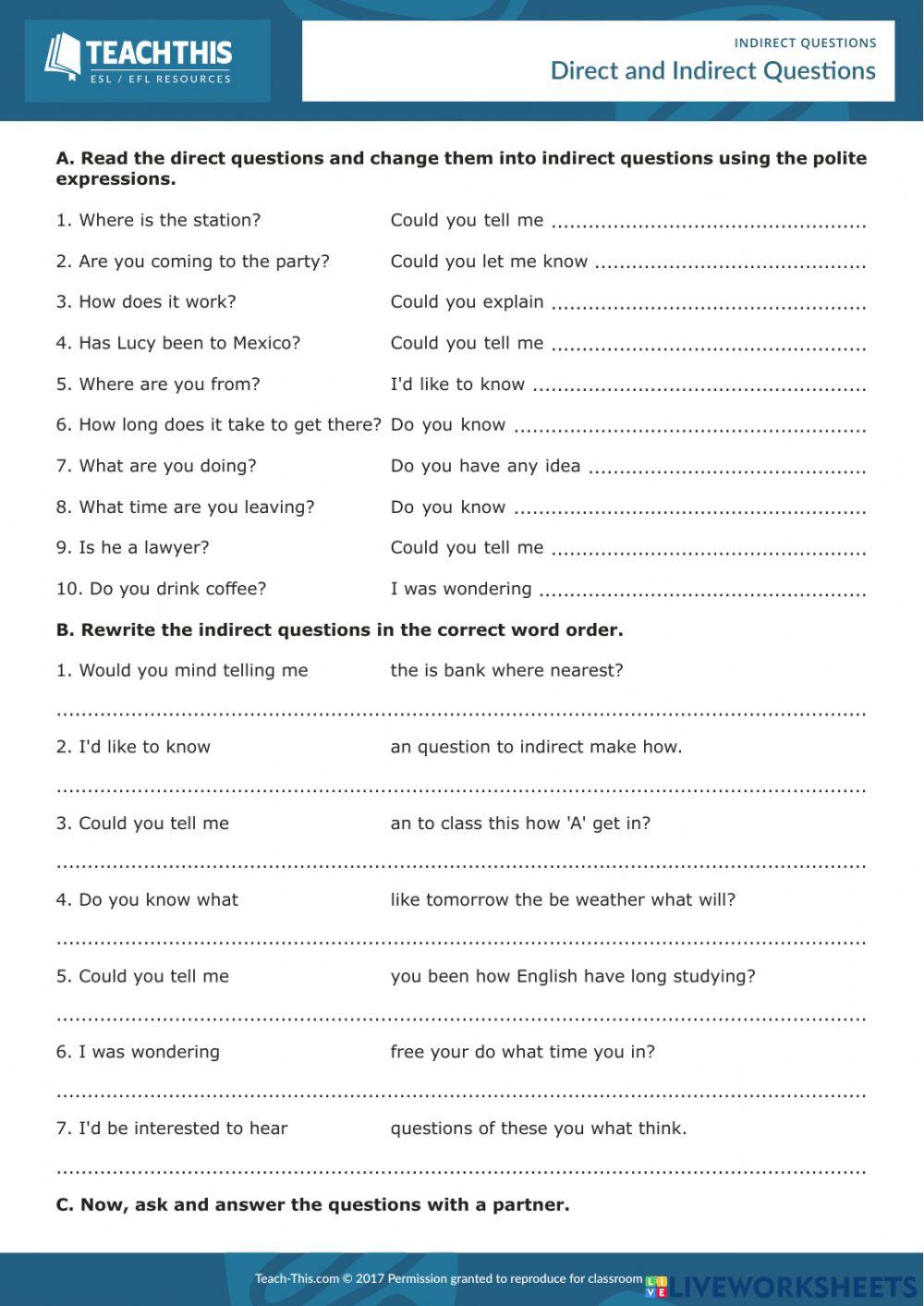 6581324 | Indirect - Direct Questions | rachausse