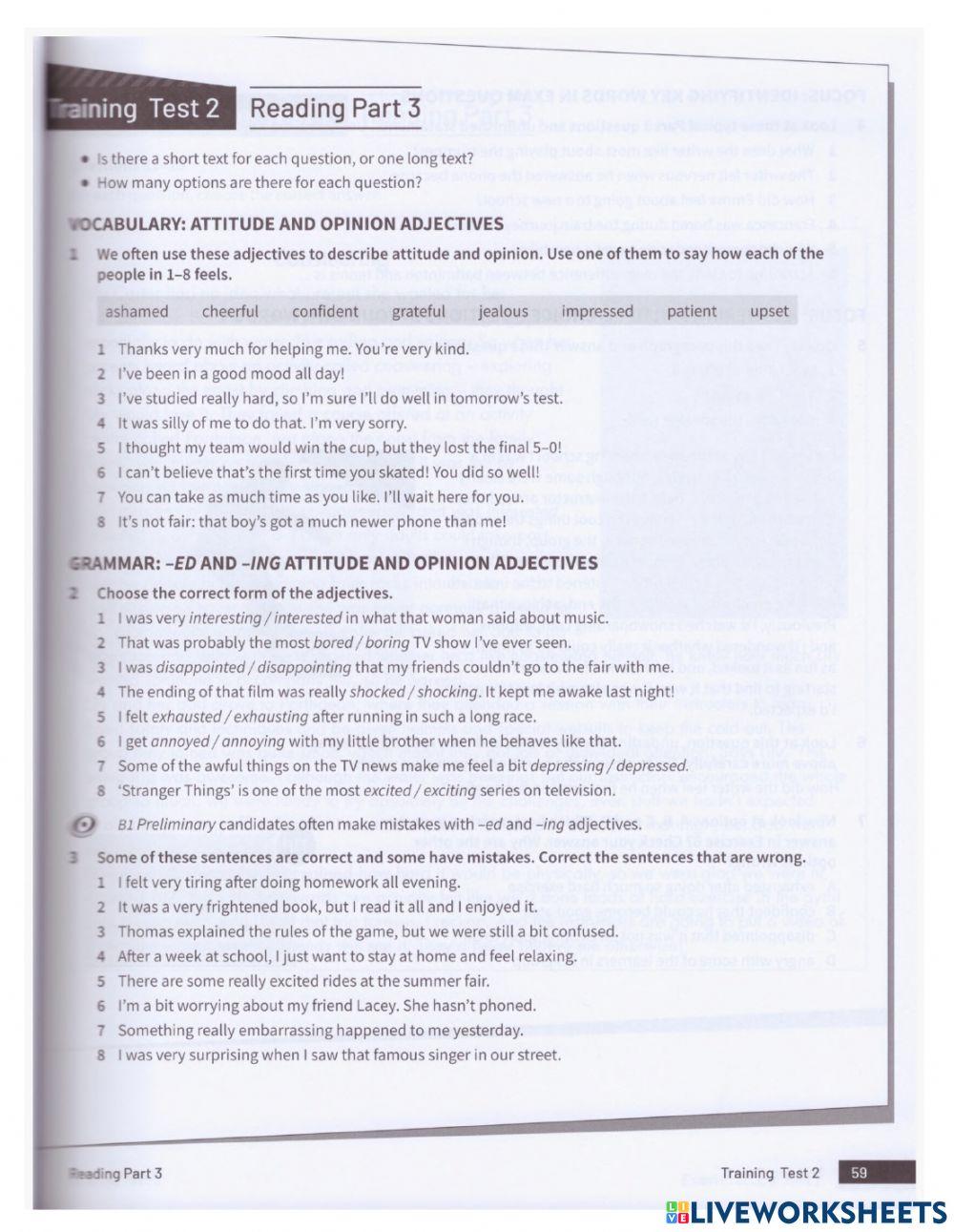 B1 Preliminary Reading Part 3 Test 2 6581364 | Anonymous