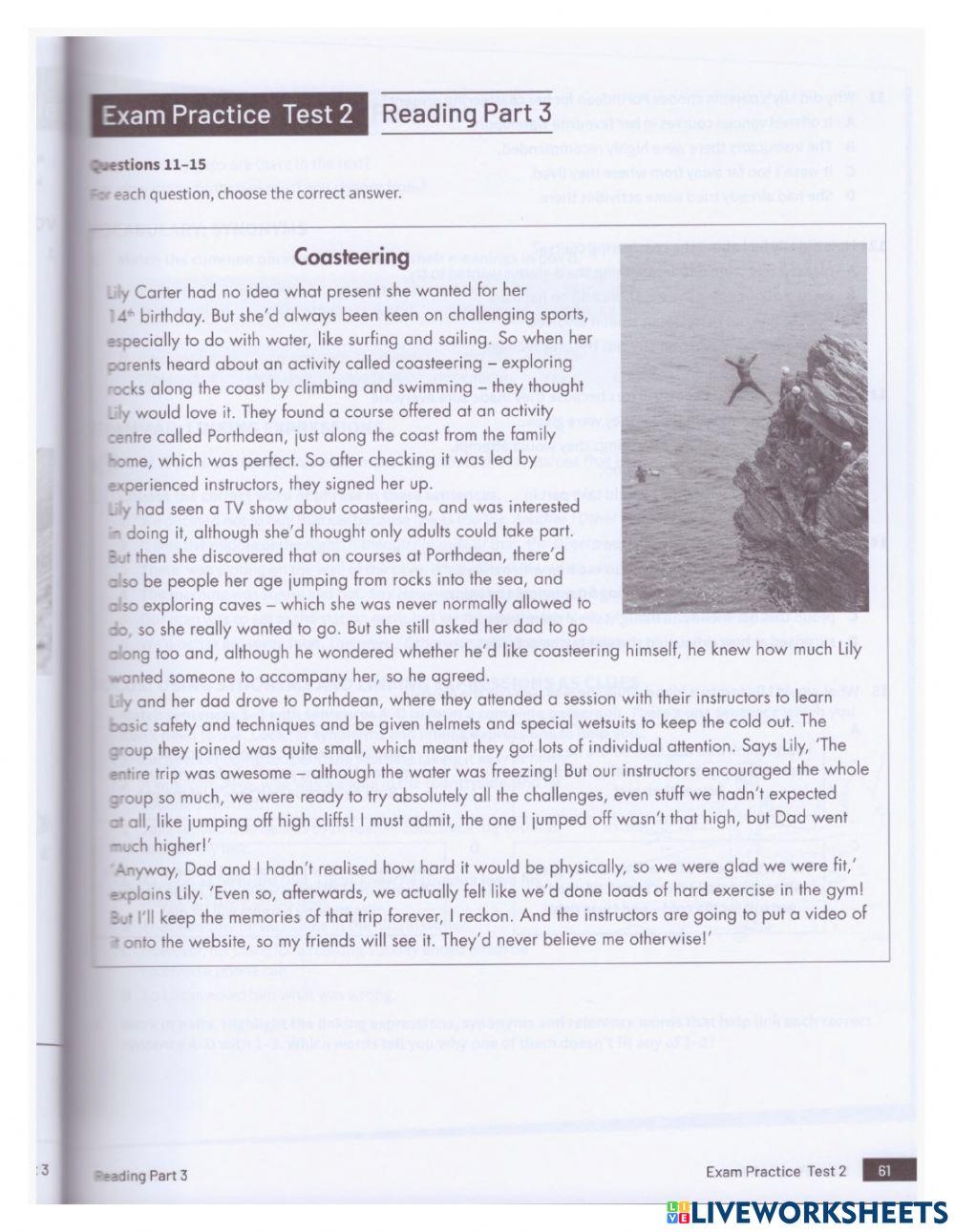 B1 Preliminary Reading Part 3 Test 2 6581364 | Anonymous