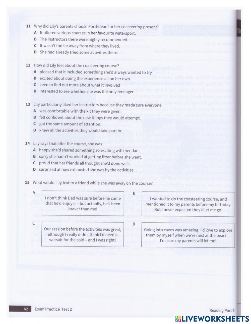 B1 Preliminary Reading Part 3 Test 2 6581364 | Anonymous