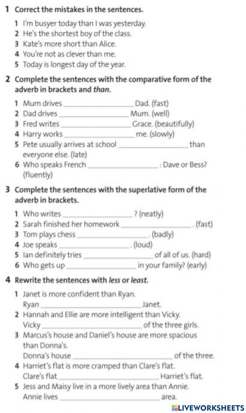 Solutions intermediate. Comparisons. online exercise for | Live Worksheets