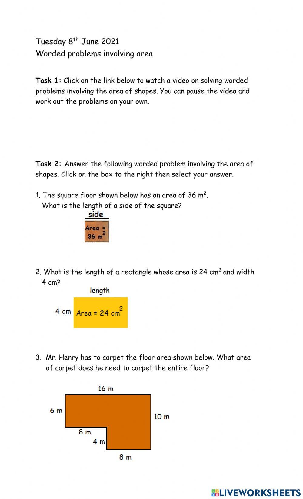 Worded problems… | Free Interactive Worksheets | 1637331