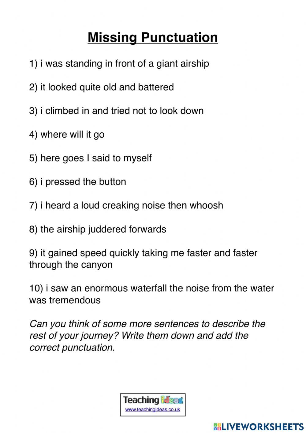 1050901 | Punctuation | bethyourcoach | LiveWorksheets