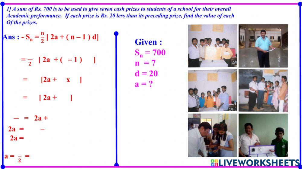 AP SERIES SUM BY SYED AKBAR worksheet | Live Worksheets