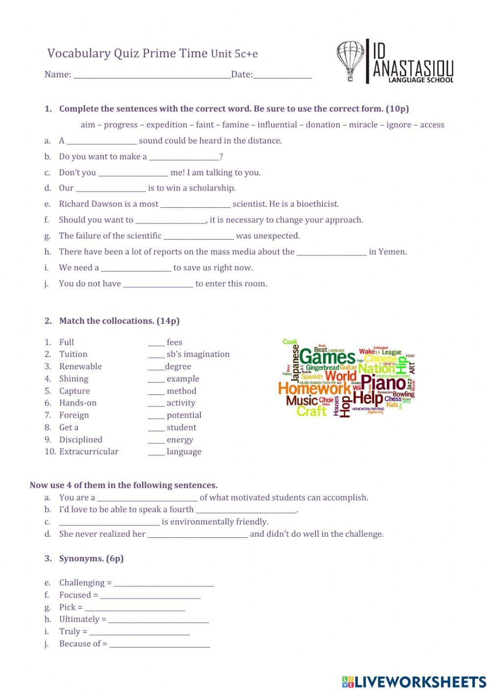 Prime Time uppe 5c e worksheet | Live Worksheets