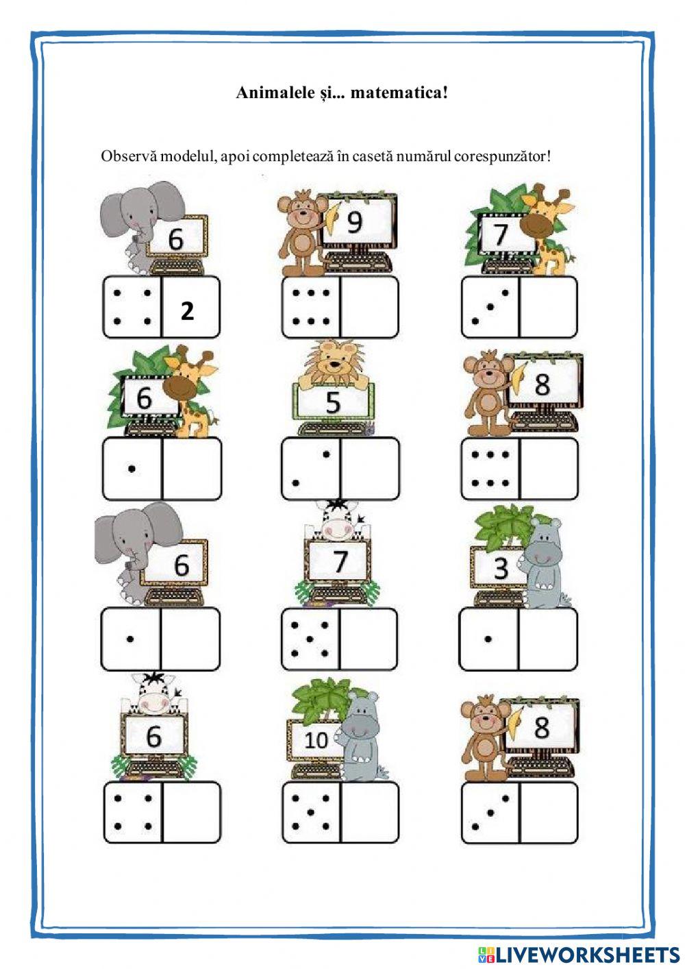 Animalele și... matematica! worksheet | Live Worksheets