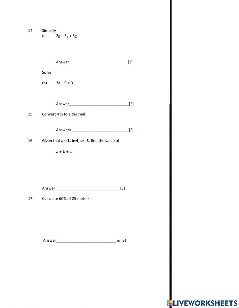 BJC Test-Paper 1 online exercise for | Live Worksheets