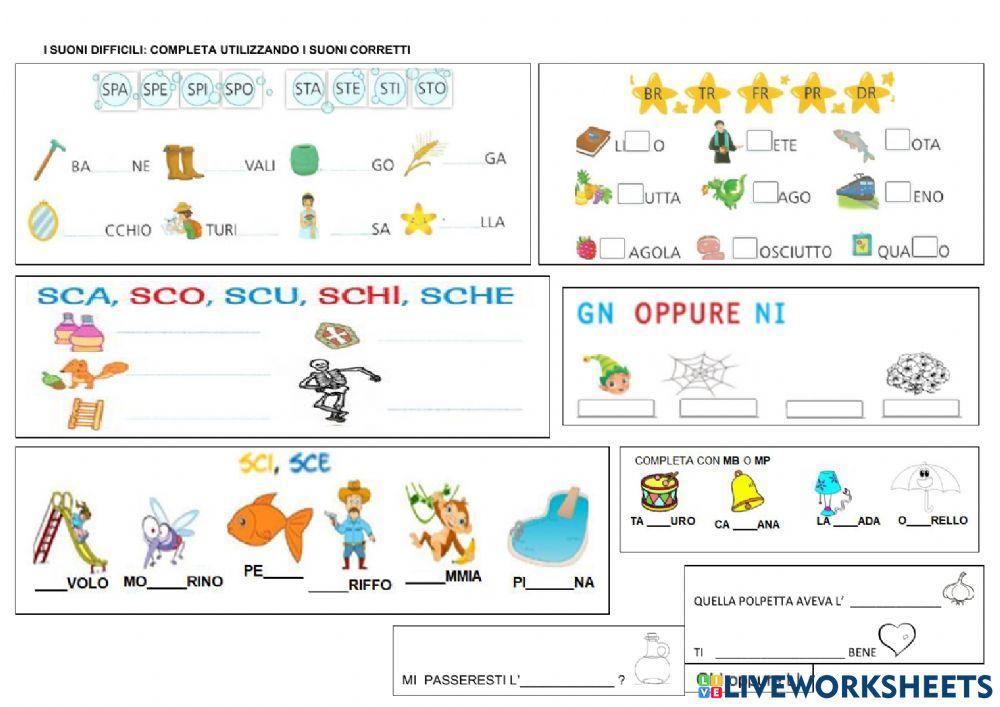 I suoni difficili | LiveWorksheets | 1051682